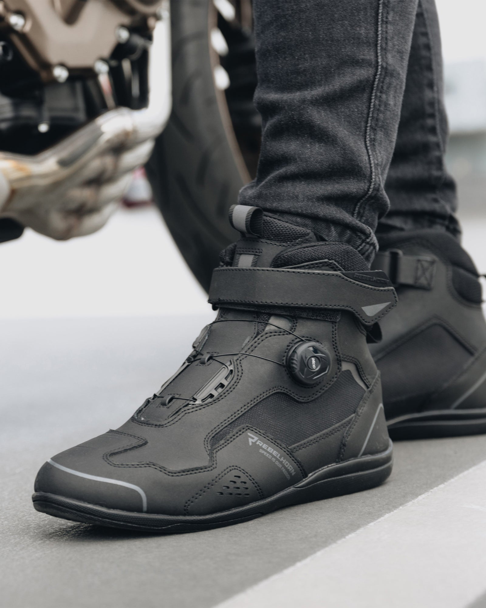 Spark II Motorcycle Boots Black | Rebelhorn Official