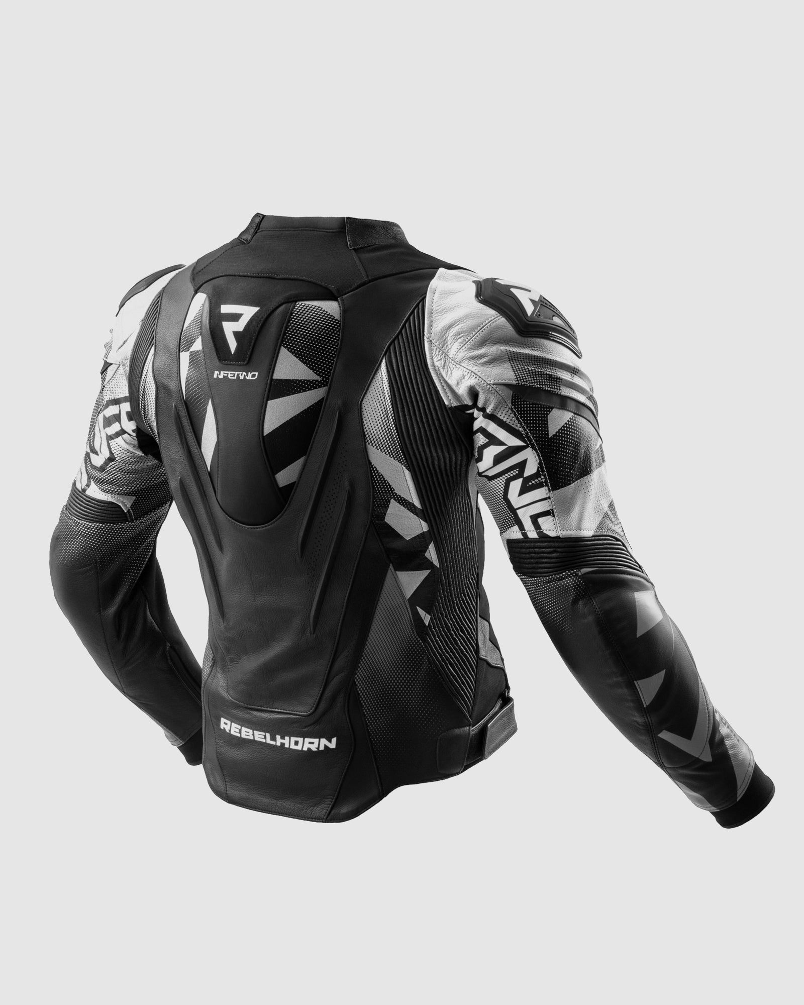 Inferno Leather Motorcycle Jacket Black White | Rebelhorn Official
