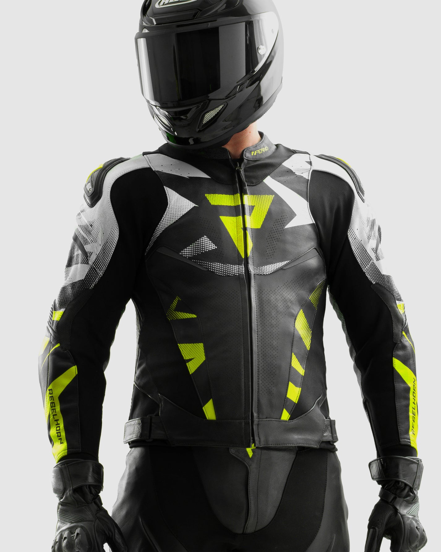 Inferno Leather Motorcycle Jacket Fluo Yellow | Rebelhorn Official