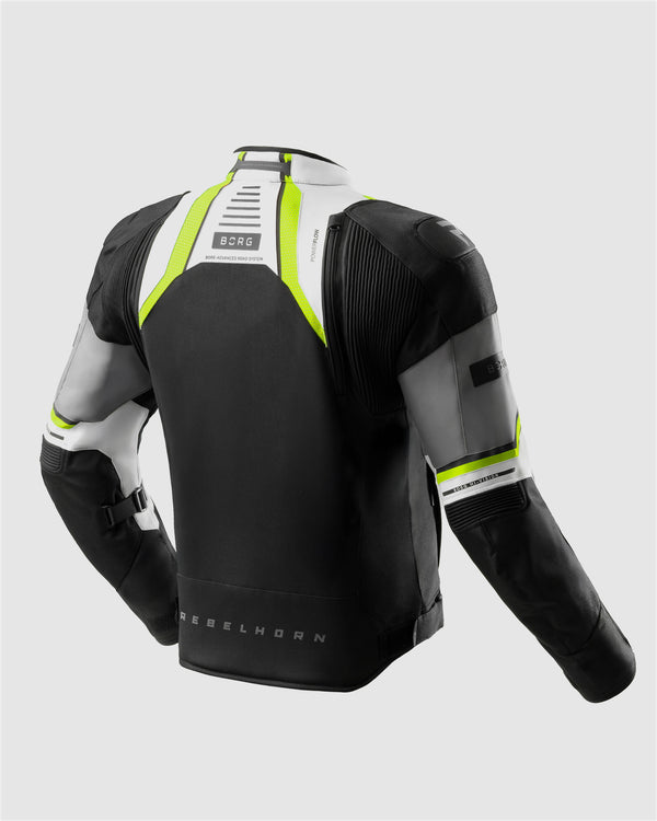 Borg II Motorcycle Jacket Black, Grey, Fluo Yellow – Rebelhorn Official