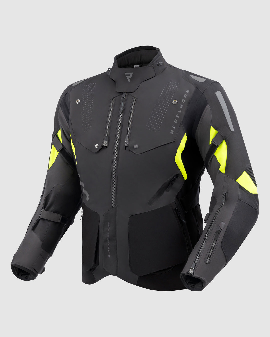 Hiker IV Black Anthracite Fluo Motorcycle Touring Jacket – Rebelhorn